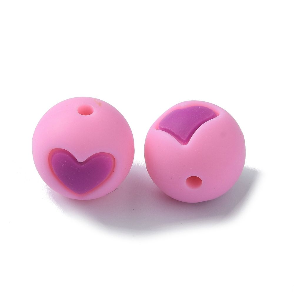 Siliconen Heart, Pink & Purple - Siliconen - Kraal - Sparklin Moon