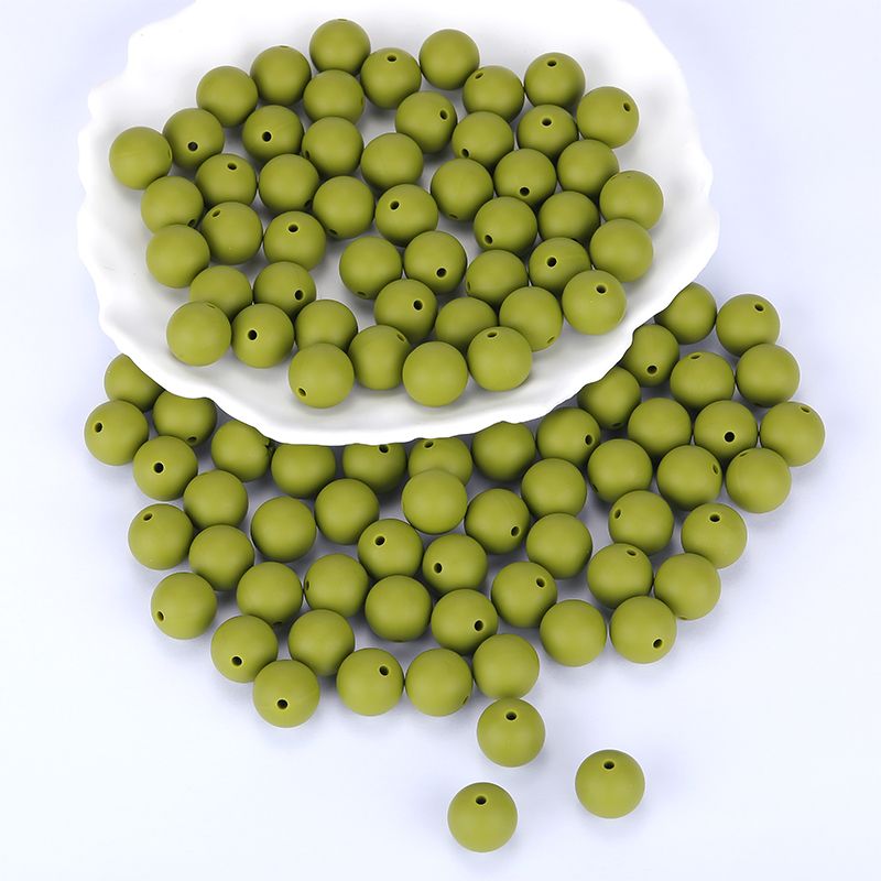 Siliconen, 15mm - Rond Olive Green - Siliconen - Kraal - Sparklin Moon