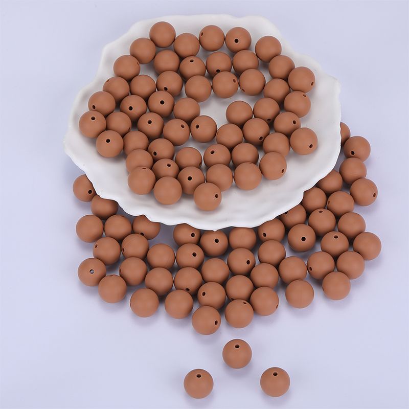 Siliconen, 15mm - Rond Coffee - Siliconen - Kraal - Sparklin Moon