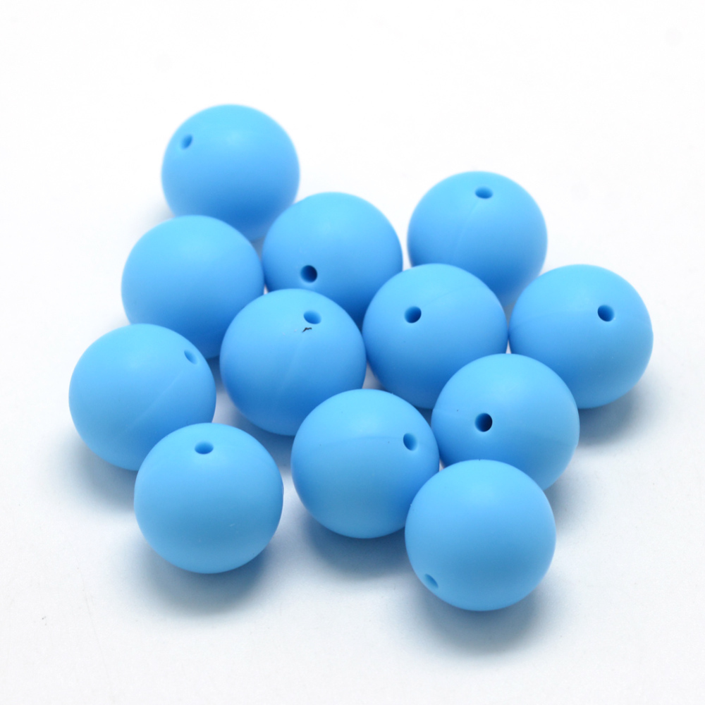 Siliconen, 9mm - Rond Deep Sky Blue - Siliconen - Kraal - Sparklin Moon
