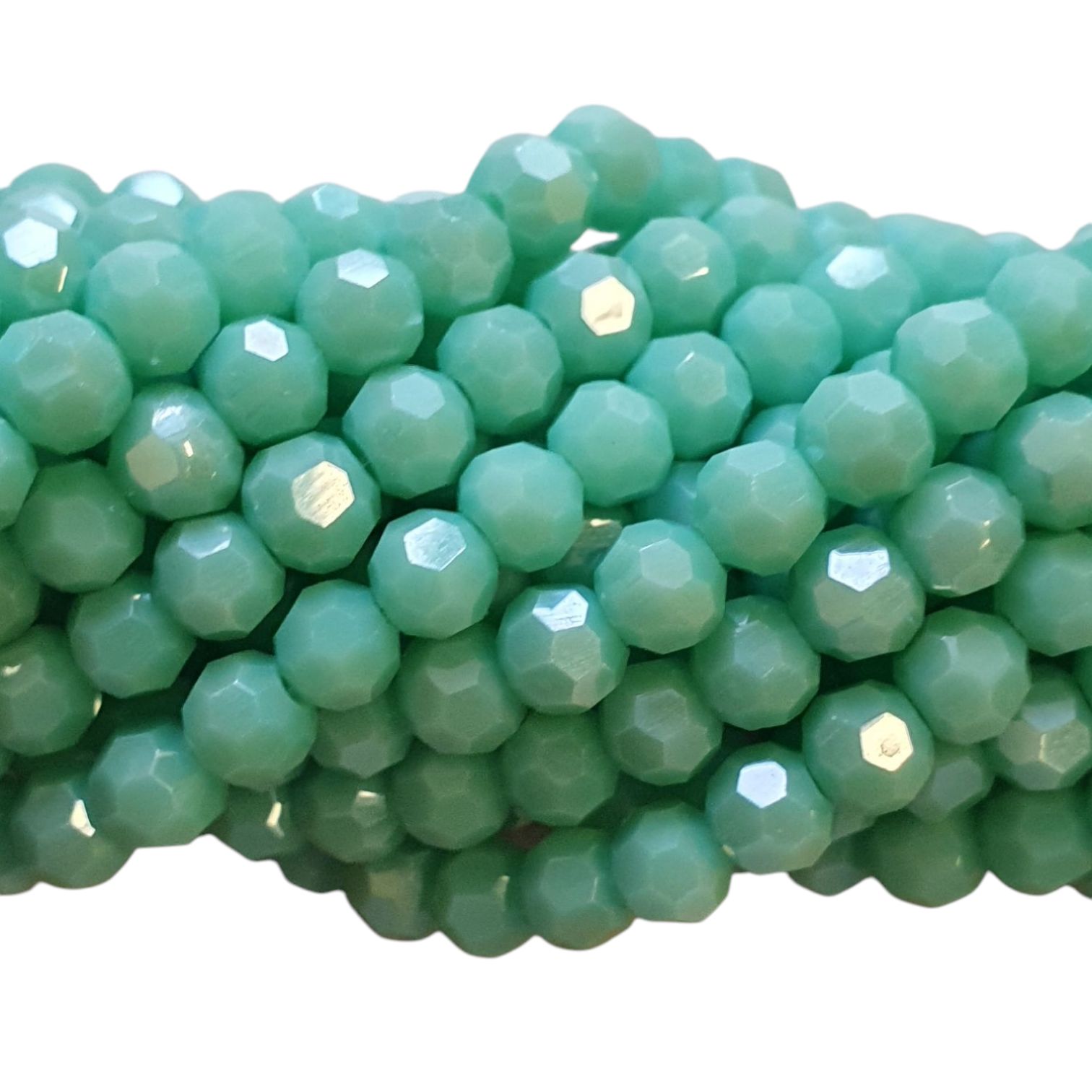 Facet Rond Turquoise Green Luster - Glas - Kraal - Sparklin Moon